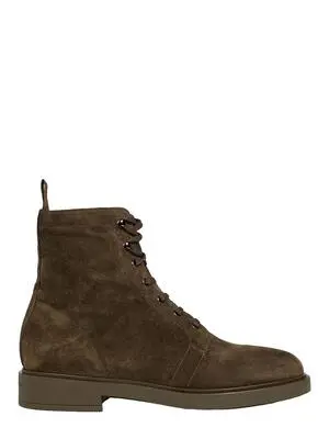 GIANVITO ROSSI Richard Suede Brogue Boots - Army Green