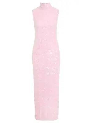 Lapointe Sequined Chiffon Midi Dress Baby Pink