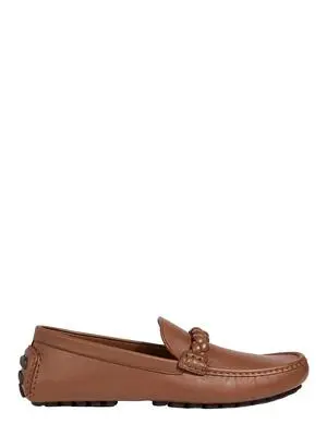 GIANVITO ROSSI Monza Braid-Trimmed Leather Loafers Brown