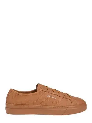 SANTONI Pebbled-Leather Sneakers
