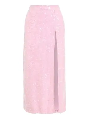 Lapointe Sequined Chiffon Midi Skirt - Baby Pink