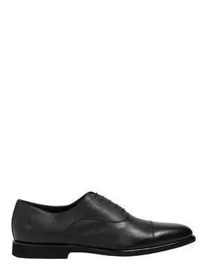 Santoni Darian Textured-leather Oxford Shoes - Black