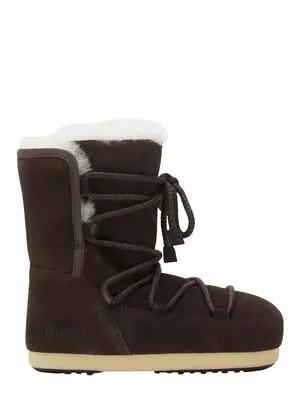 Moon Boot Evx Suede Shearling Boots - Brown