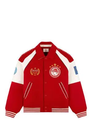 Aimé Leon Dore X Olympiacos F.c. Varsity Jacket - Red