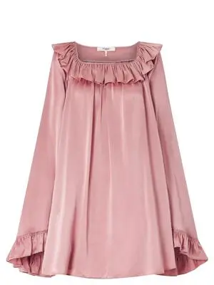 Chloé Ruffled Silk-satin Mini Dress - Pink
