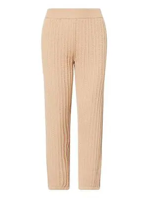 Simkhai Cable-knit Cotton And Cashmere Trousers - Light Camel