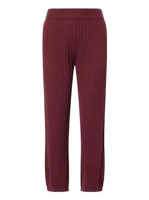 Simkhai Cable-knit Cotton And Cashmere Trousers - Sangria