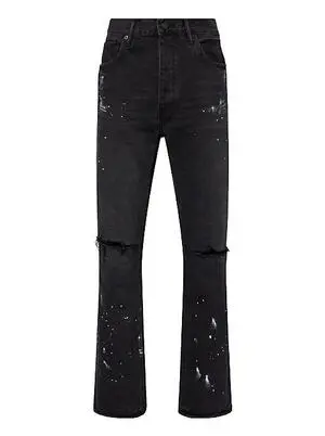 PURPLE BRAND Paint Splatter Knee-slit Denim Jeans - Black