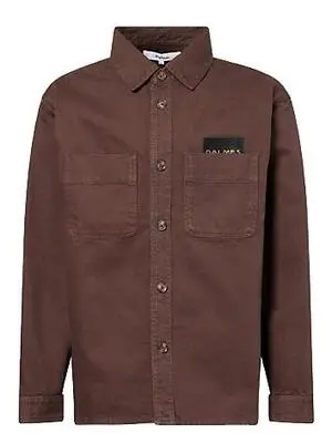 PALMES Coarse Brand-patch Denim Overshirt - Brown