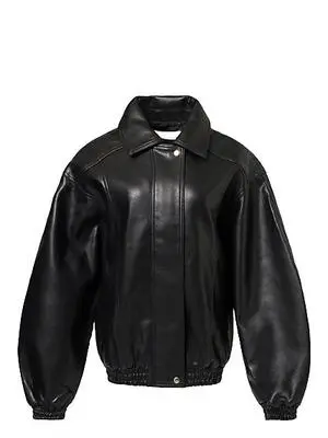 THE FRANKIE SHOP Prescott Oversized Leather Bomber Jacket - Black