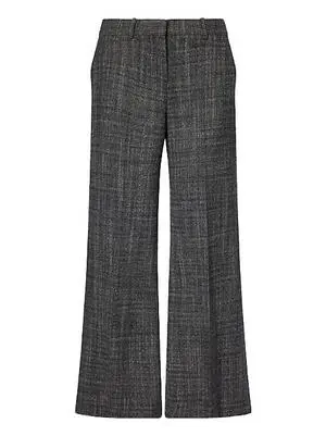 Theory Pressed-crease Wide-leg Wool-blend Trousers - Charcoal Multi