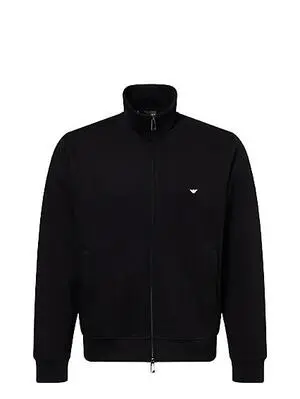 Emporio Armani Logo-embroidered Zip-up Sweatshirt - Black Beauty
