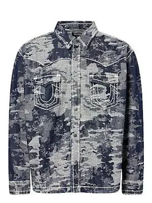 True Religion Jacquard Long-sleeves Denim Shirt - Rinse