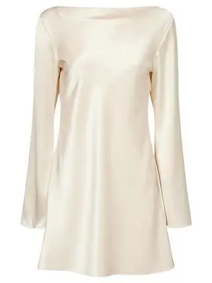 REFORMATION Pike Bell-sleeve Satin Mini Dress - Almond
