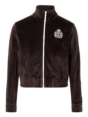 SPORTY & RICH Cotton-velvet Track Jacket - Chocolate
