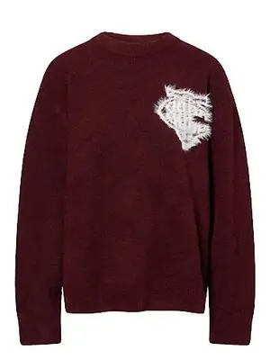 THE COUTURE CLUB Monogram Knitted Jumper - Burgundy