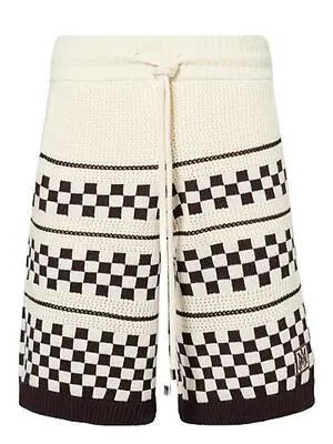 Amiri Checkered Drawstring Wool-blend Shorts - Ecru