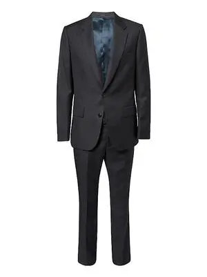 Paul Smith Mayfair Sharkskin Notch-lapel Straight-leg Wool Suit - Black