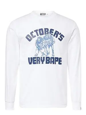 A BATHING APE X Ovo College Long-sleeves Cotton-jersey T-shirt - White
