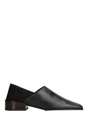 Alaïa Square-toe Leather And Suede Flats - Black