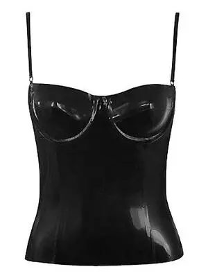 House Of Cb Noella Sleeveless Latex Corset Top - Black