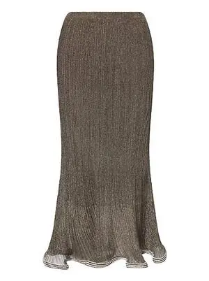 Simkhai Rhinestone-embellished Metallic-knit Midi Skirt - Gunmetal Silver