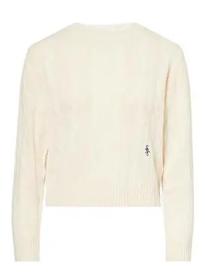 SPORTY & RICH Cable-knit Cashmere-and-wool Jumper - Ecru