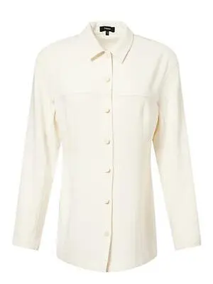 Theory Sculpted-seams Collared Woven Shirt - Rice