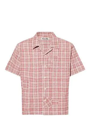 STORY MFG. Greetings Short-sleeves Cotton-knit Shirt - Red Check