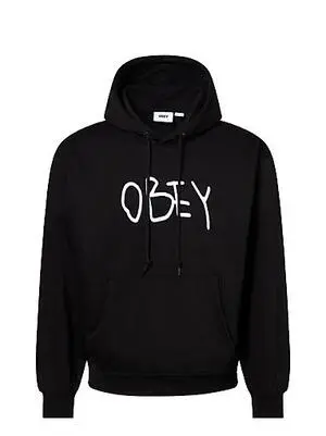 Obey Scribble Brand-embroidery Cotton-blend Hoodie - Black
