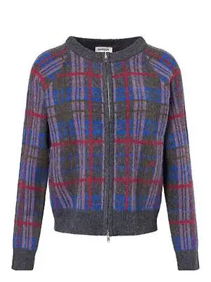 DAMSON MADDER Check Brushed Merino Wool Cardigan - Multi