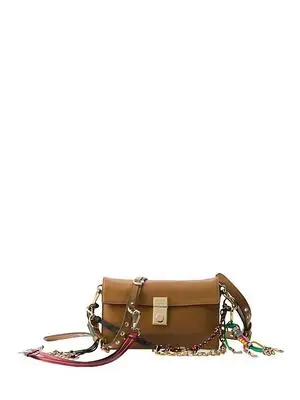 Prada Small Leather Shoulder Bag With Charms - Brown