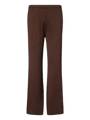 THE COUTURE CLUB Embroidered-logo Ribbed Knit Trousers - Chocolate
