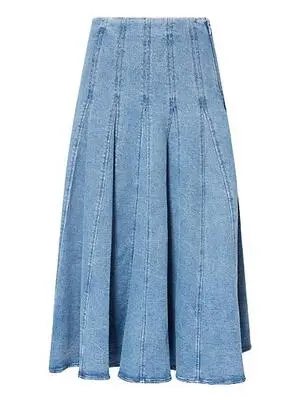 Simkhai Taylan Panelled Stretch-denim Midi Skirt - Montauk