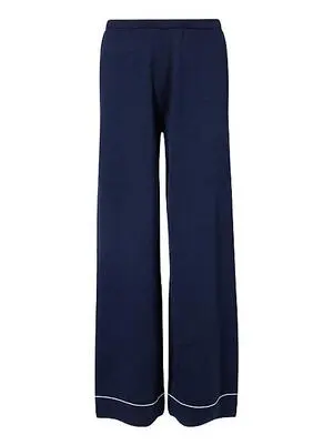 THE COUTURE CLUB Embroidered Logo Ribbed Knit Trousers - Navy