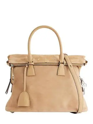 MAISON MARGIELA Soft 5ac Medium Suede Top Handle Bag - Camel