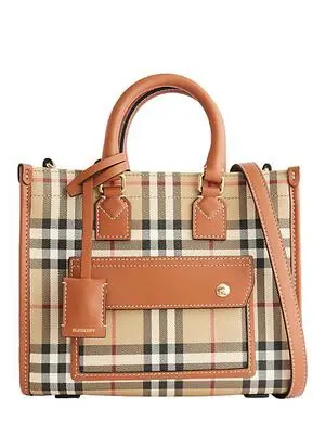 Burberry Freya Mini Tote Bag - Vntg Chk/briar Brown