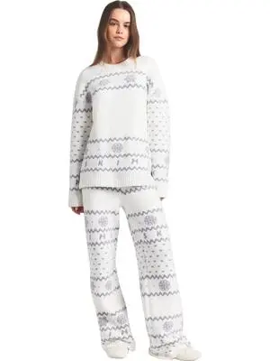 SKIMS Cozy Light Crewneck Pullover - Marble Heart Fair Isle