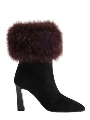 GIUSEPPE ZANOTTI Suede Ankle Boots With Fur Cuff - Black