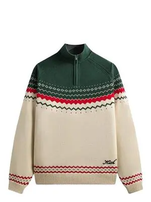Kith Kithmas Serif Fair Isle Rue Wyona Quarter Zip - Heather Oatmeal