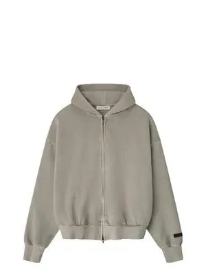 Fear Of God Essentials Embroidered Full Zip Hoodie - Smoke Grey
