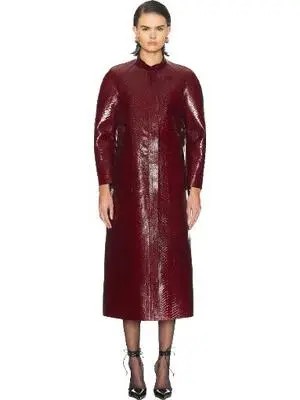 TOM FORD Leather Duchesse Biker Coat - Ruby Red