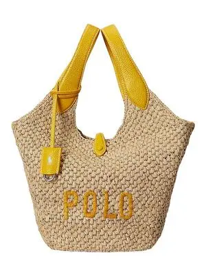 Polo Ralph Lauren Medium Raffia Shoulder Bag - Natural/canary Yellow