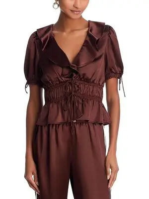 WAYF Bambi Ruffle Top - Mocha