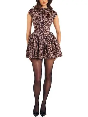 MISS CIRCLE Jacqueline Backless Mini Dress - Cheetah Print