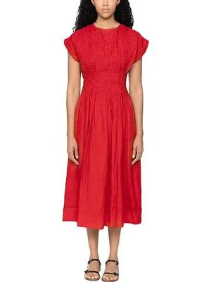 Sea Imogen Solid Midi Dress - Red