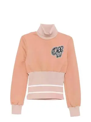 Off-White Ribbed Sweatshirt - Pink
