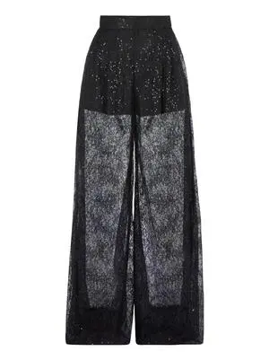 Nina Ricci Sequined-lace Palazzo Pants - Black