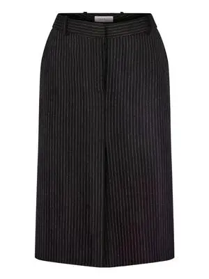 Nina Ricci Pinstriped Virgin Wool Midi Skirt - Black