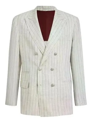Brunello Cucinelli Stripe Metal-button Blazer - Neutrals